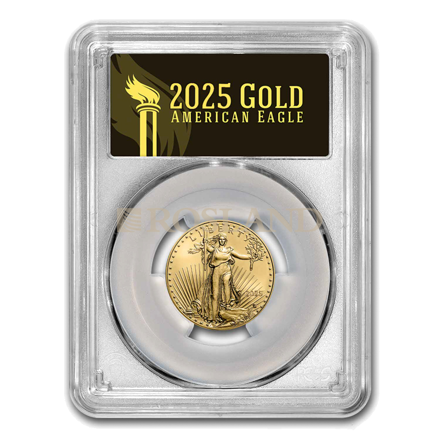 1/4 Unze Goldmünze American Eagle 2025 PCGS MS-70 (First Day, Black Label)